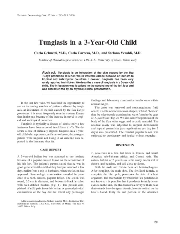 (PDF) Tungiasis in a 3-Year-Old Child