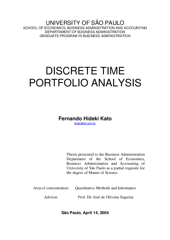 (PDF) Discrete Time Portfolio Analysis