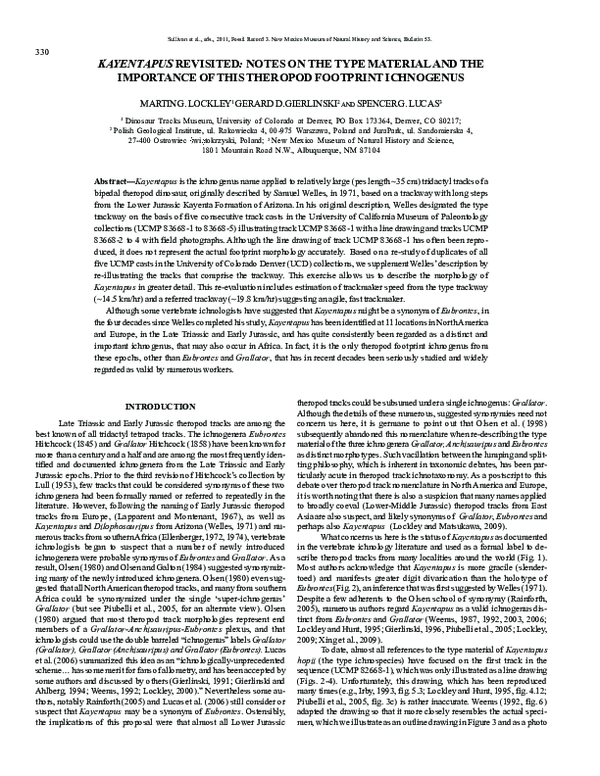 (PDF) Kayentapus Revisited: Notes on the Type Material and the ...