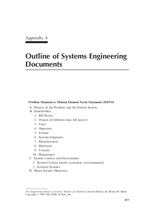 (PDF) Appendix A: Outline of Systems Engineering Documents