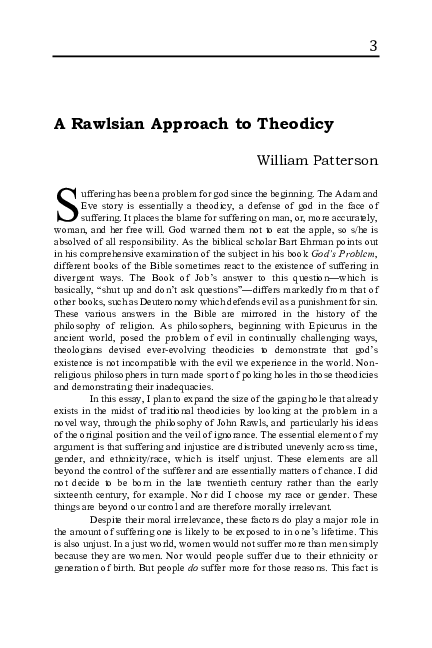 (PDF) A Rawlsian Approach to Theodicy