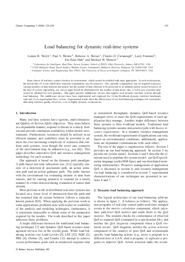 (PDF) Load balancing for dynamic real-time systems