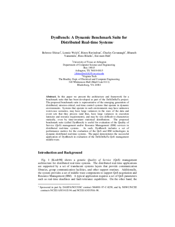(PDF) DynBench: A dynamic benchmark suite for distributed real-time systems