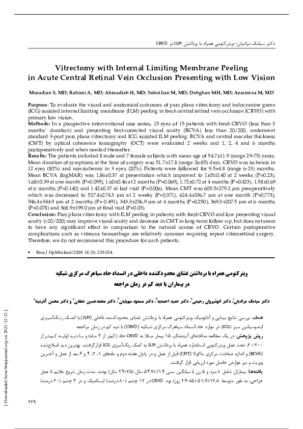 (PDF) Vitrectomy with Internal Limiting Membrane Peeling in Acute Central Retinal Vein Occlusion ...