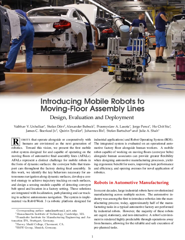 (PDF) Introducing Mobile Robots to Moving-Floor Assembly Lines Design ...