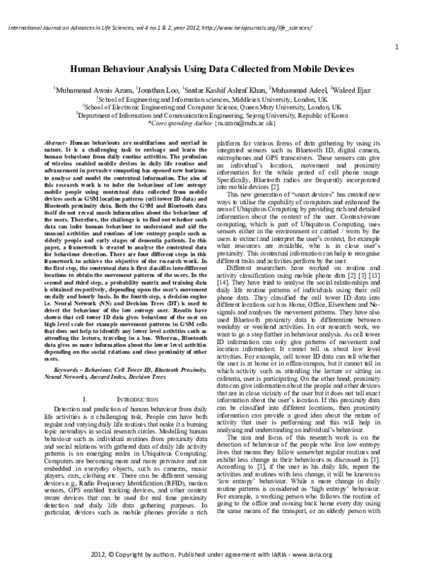 (PDF) Human behaviour analysis using data collected from mobile devices (PDF) Human behaviour analysis using data collected from mobile devices