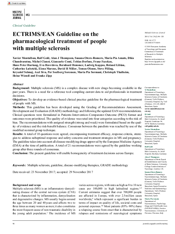 (PDF) ECTRIMS/EAN Guideline on the pharmacological treatment of people ...