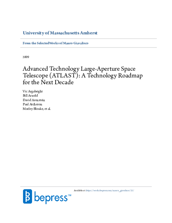 (PDF) Advanced Technology Large-Aperture Space Telescope (ATLAST): A ...