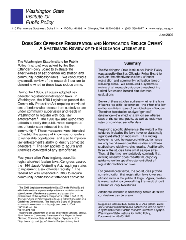 (PDF) Does sex offender registration and notification reduce crime? A ...