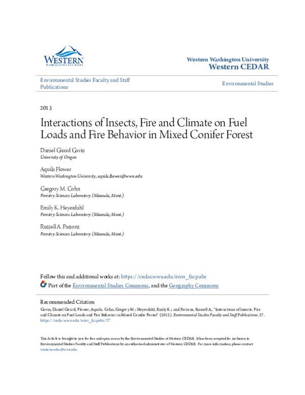 (PDF) Interactions of Insects, Fire and Climate on Fuel Loads and Fire ...