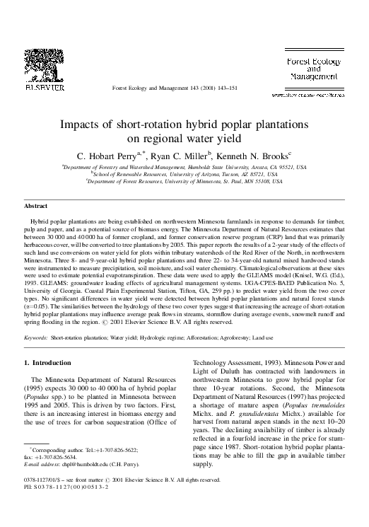 (PDF) Impacts of short-rotation hybrid poplar plantations on regional ...