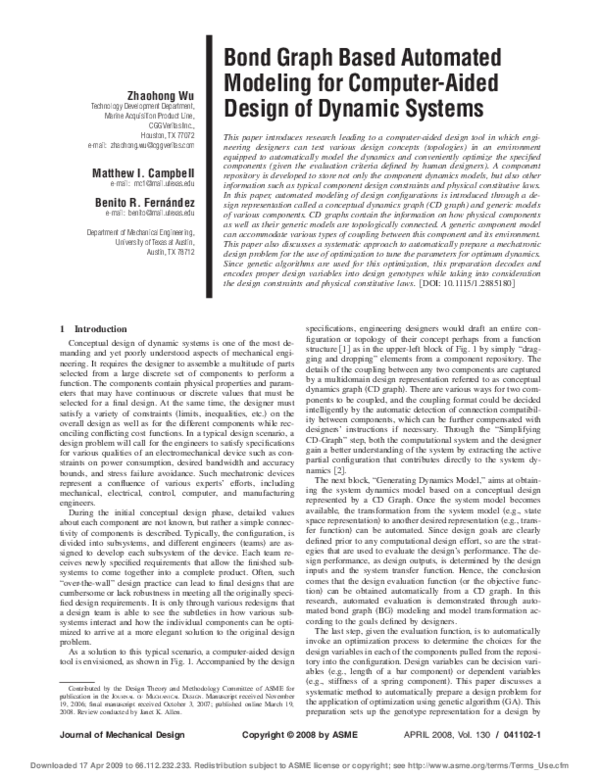 Pdf Bond Graph Based Automated Modeling For Computer Aided Design Of