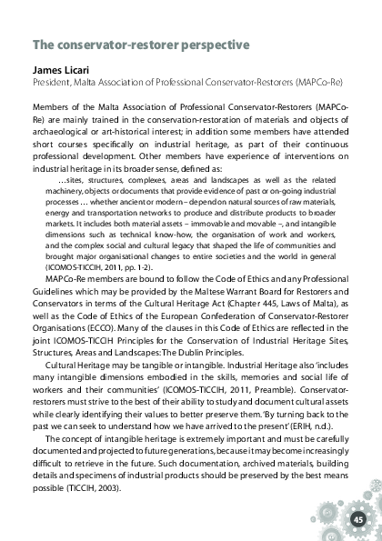 (PDF) The conservator-restorer perspective | James Licari - Academia.edu