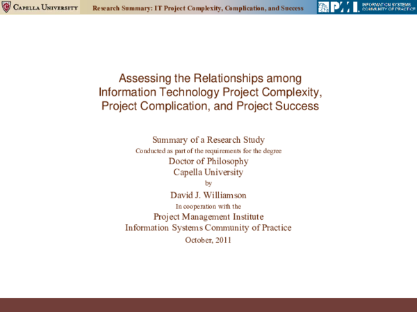 (PDF) A Correlational Study Assessing the Relationships among Information Technology Project ...