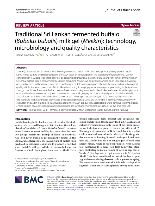 (PDF) Traditional Sri Lankan fermented buffalo (Bubalus bubalis) milk ...