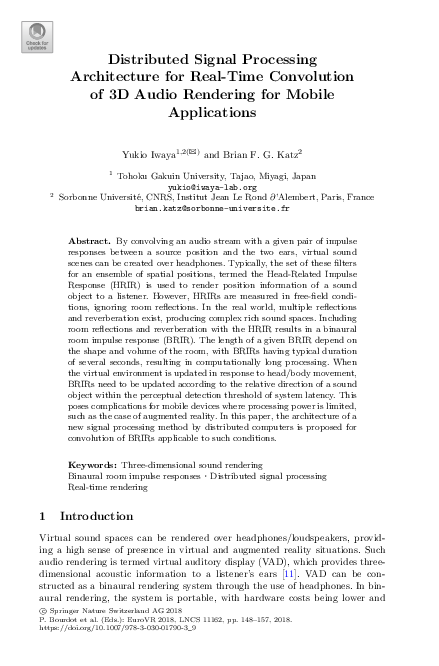 (PDF) Distributed Signal Processing Architecture for Real-Time Convolution of 3D Audio Rendering ...