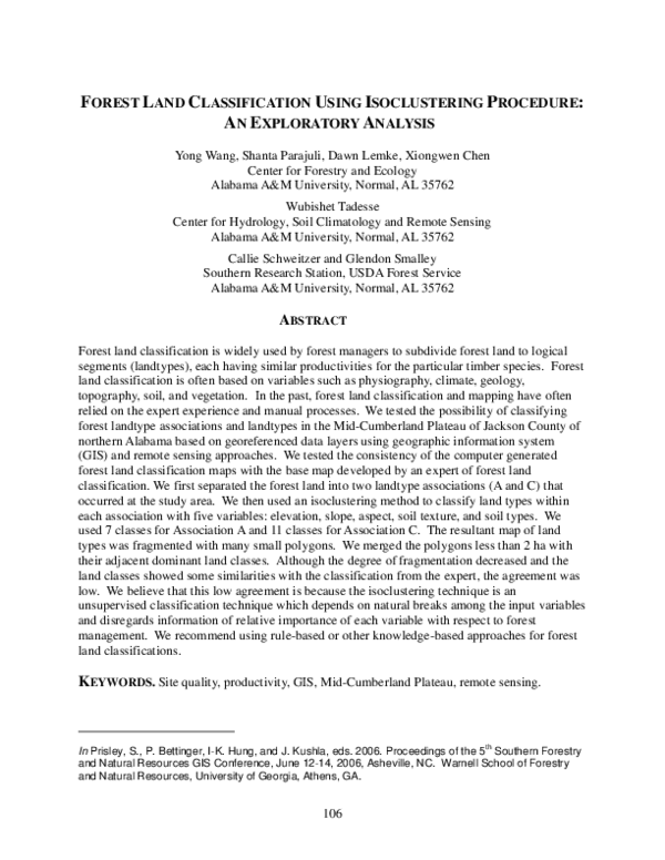 Pdf Forest Land Classification Using Isoclustering Procedure An Exploratory Analysis