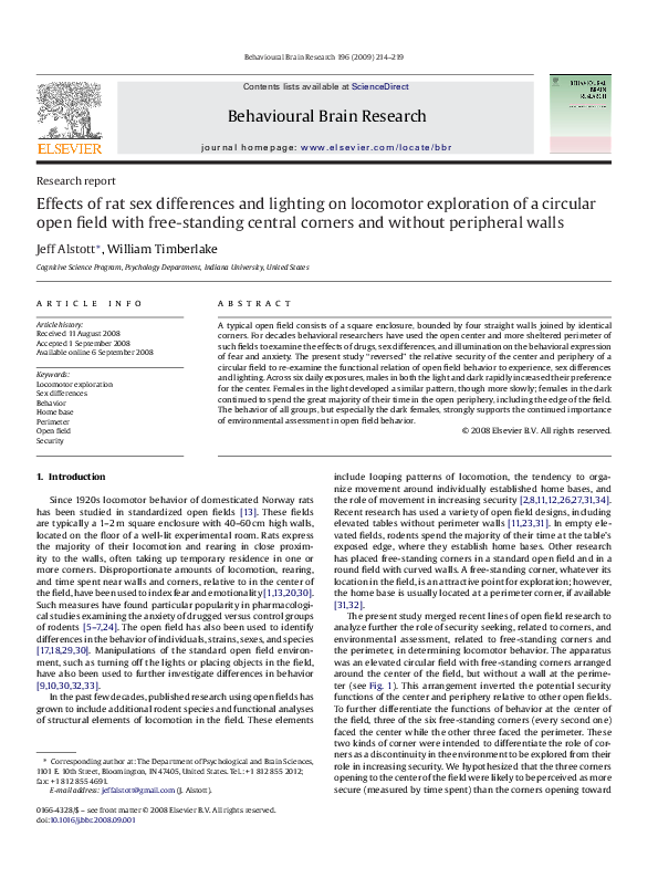 (PDF) Effects of rat sex differences and lighting on locomotor ...