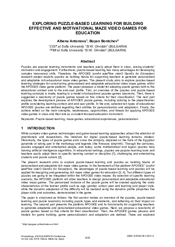 (PDF) Exploring Puzzle-Based Learning for Building Effective and ...