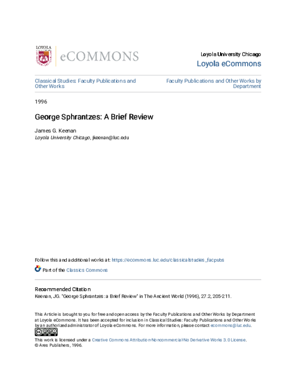 (PDF) George Sphrantzes: A Brief Review