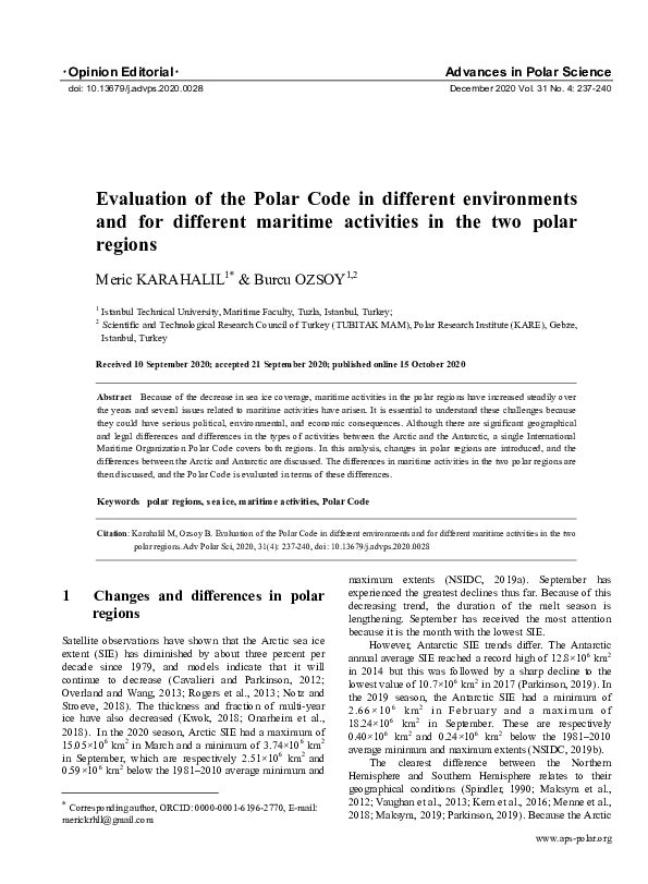 (PDF) Polar Code Evaluation across Arctic and Antarctic Activities