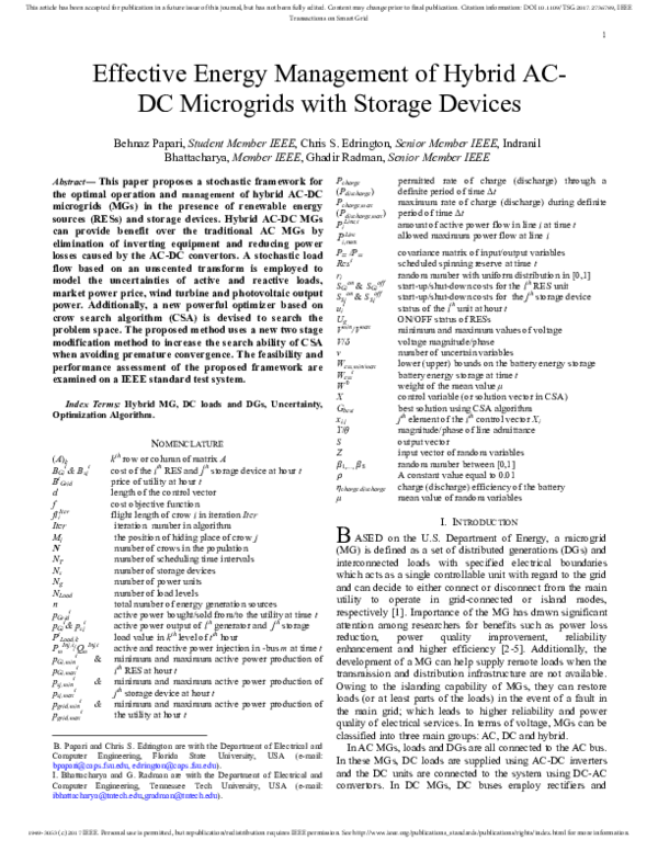 (PDF) Effective Energy Management of Hybrid AC-DC Microgrids with Storage Devices