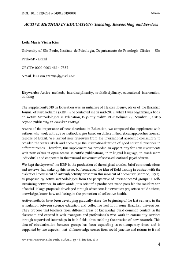 (PDF) ACTIVE METHOD IN EDUCATION: Teaching, Researching and Services