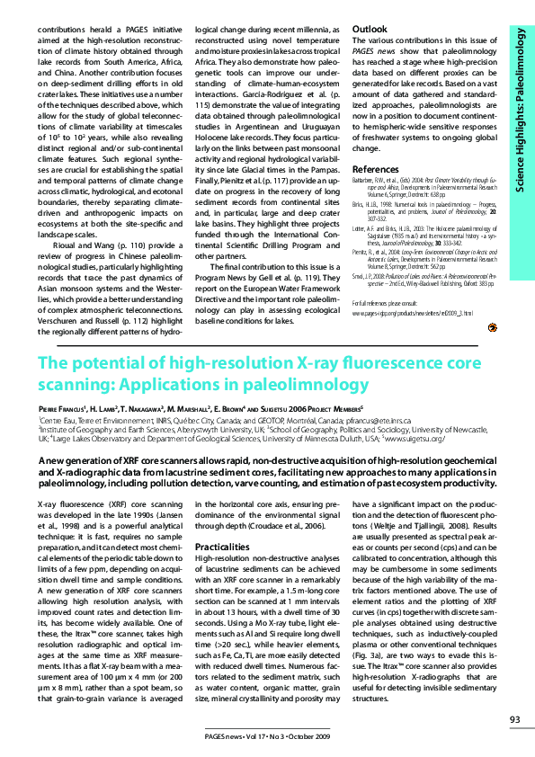 (PDF) The potential of high-resolution X-ray fluorescence core scanning: Applications in ...