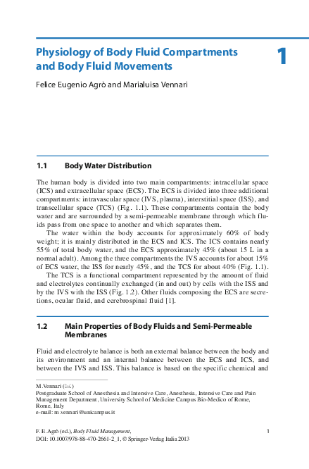 (PDF) Physiology of Body Fluid Compartments and Body Fluid Movements