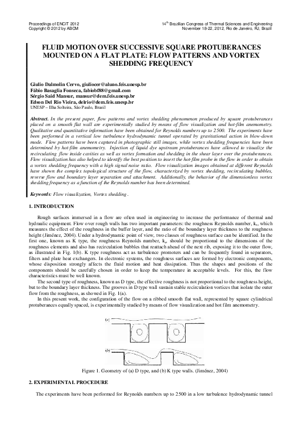 (PDF) Fluid Motion Over Successive Square Protuberances Mounted on a ...