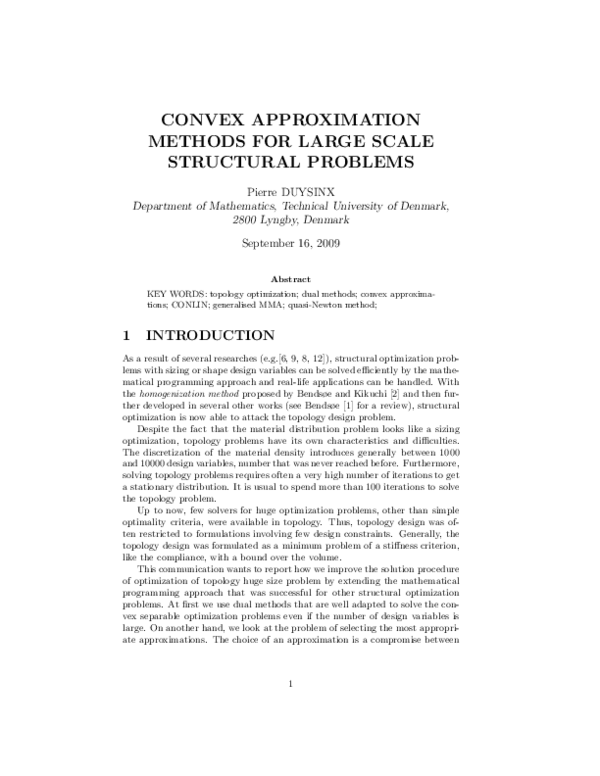 (PDF) Convex Approximation Methods for Large Scale Structural Problems