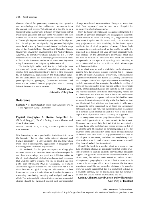 (PDF) Physical Geography: A Human Perspective by Richard Huggett, Sarah ...