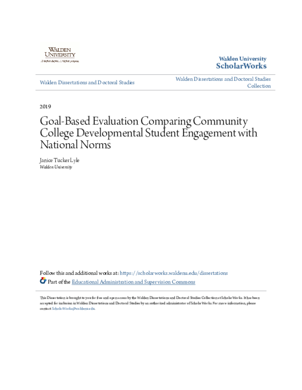 (PDF) Goal-Based Evaluation Comparing Community College Developmental ...