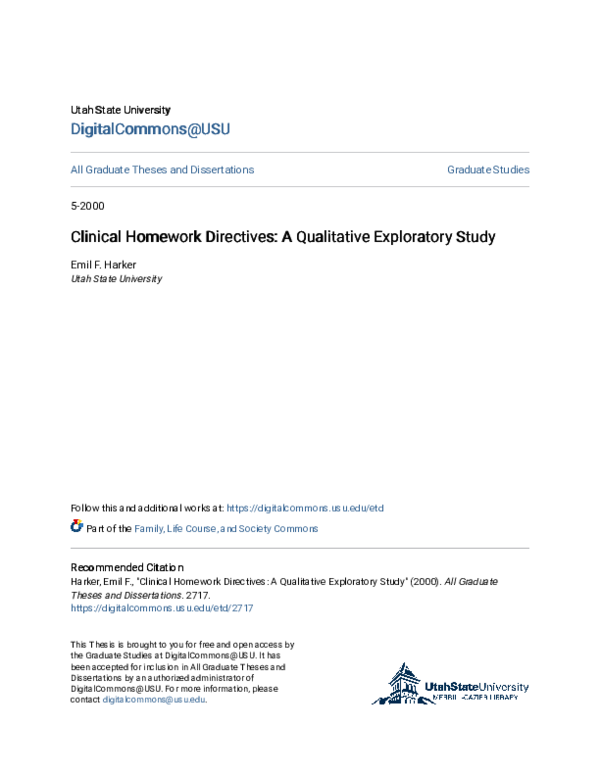 (PDF) Clinical Homework Directives: A Qualitative Exploratory Study
