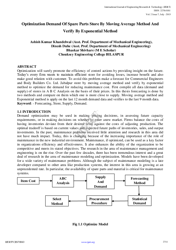 (PDF) Optimization Demand Of Spare Parts Store By Moving Average Method ...