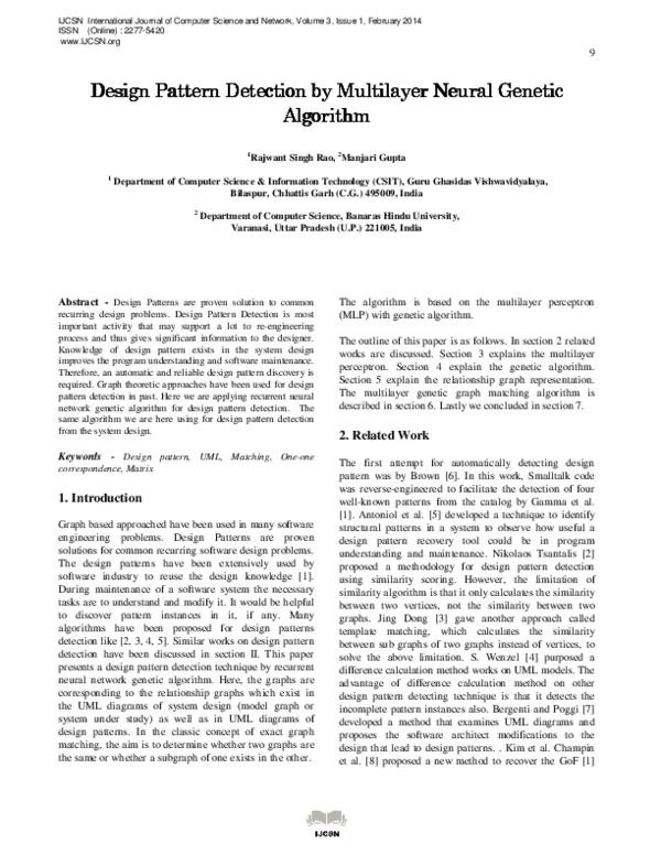 Pdf 9 Design Pattern Detection By Multilayer Neural Genetic Algorithm