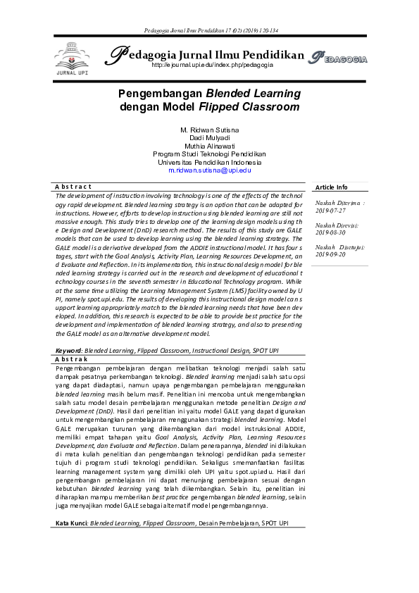 (PDF) Pengembangan Blended Learning Dengan Model Flipped Classroom