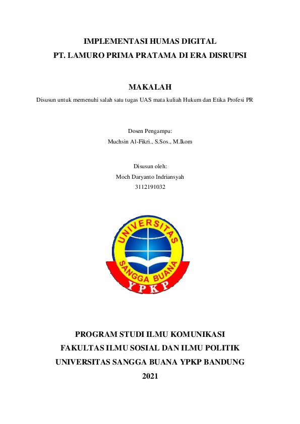 (PDF) Implementasi Public Relations/Humas Perusahaan di Era Disrupsi