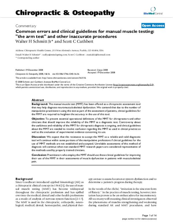 (PDF) Common errors and clinical guidelines for manual muscle testing ...
