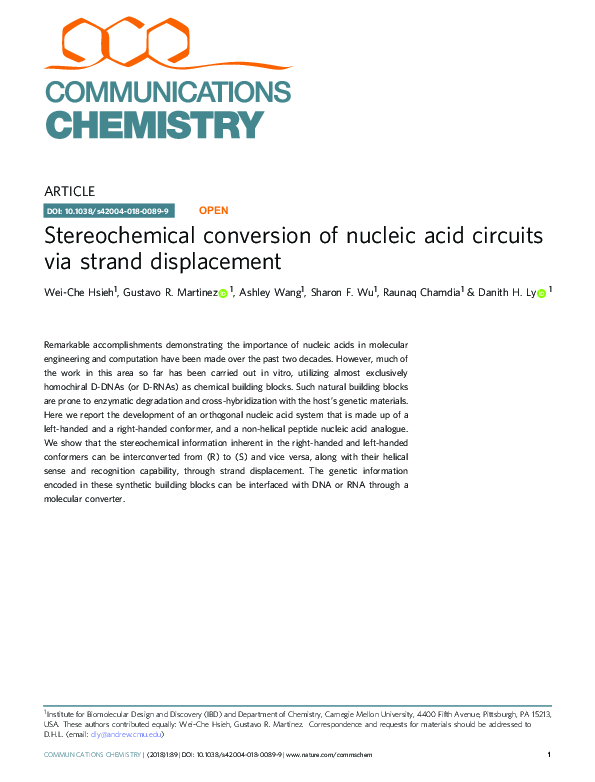 (PDF) Stereochemical conversion of nucleic acid circuits via strand ...