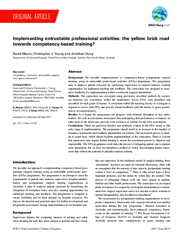 (PDF) Implementing entrustable professional activities: the yellow ...