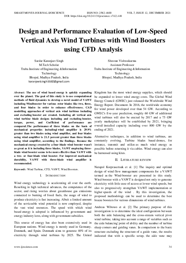 (PDF) Design and Performance Evaluation of Low-Speed Vertical Axis Wind ...