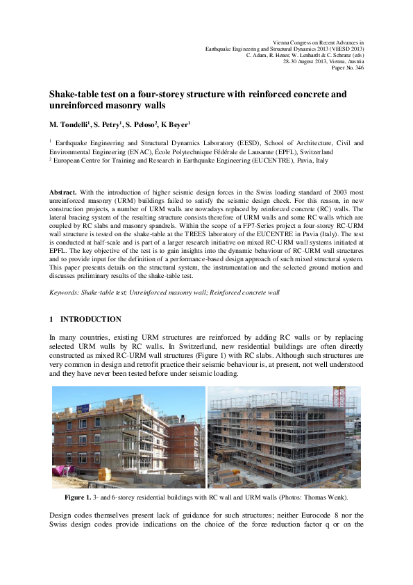 Shake-table test on a four-storey structure with reinforced concrete ...