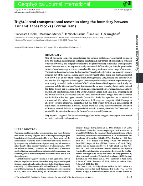(PDF) Right-lateral transpressional tectonics along the boundary ...