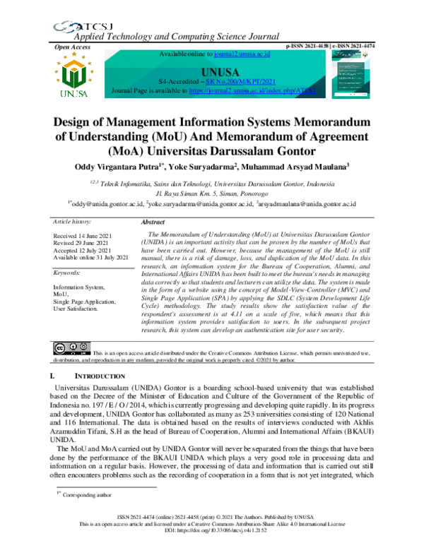 (PDF) Design of Management Information Systems Memorandum of ...