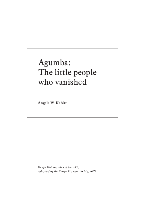(PDF) Agumba the Little People who Vanished