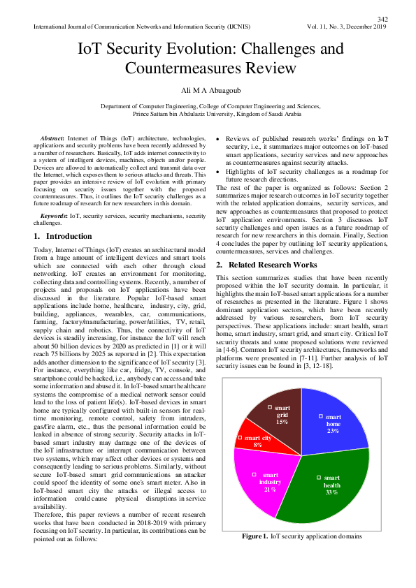 (PDF) IoT Security Evolution: Challenges and Countermeasures Review