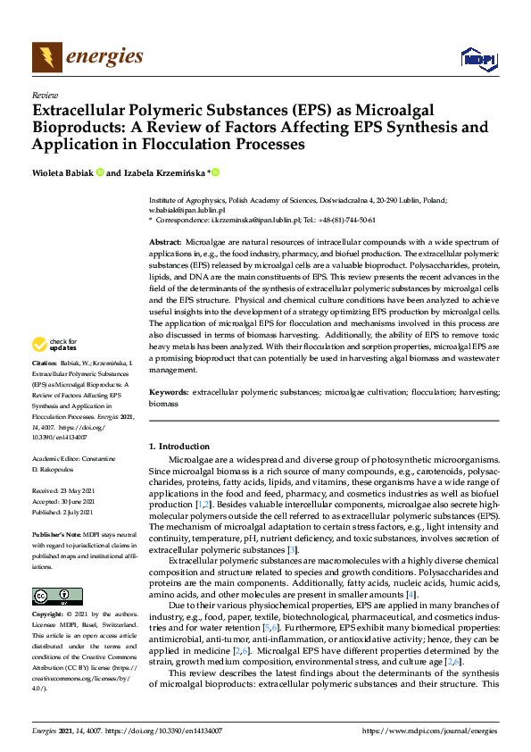 (PDF) Extracellular Polymeric Substances (EPS) as Microalgal ...