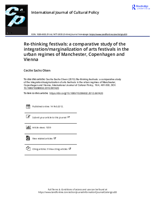 (PDF) Re-thinking festivals: a comparative study of the integration ...