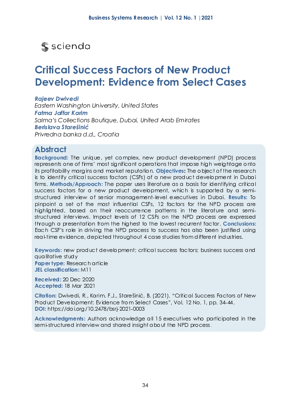 (PDF) Critical Success Factors of New Product Development: Evidence ...